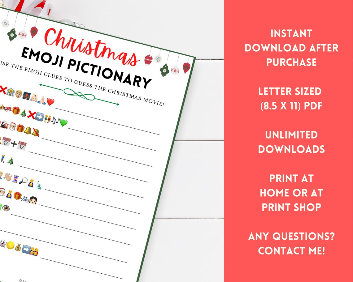 Christmas Movie Emoji Game Printable Christmas Movie Game | Etsy
