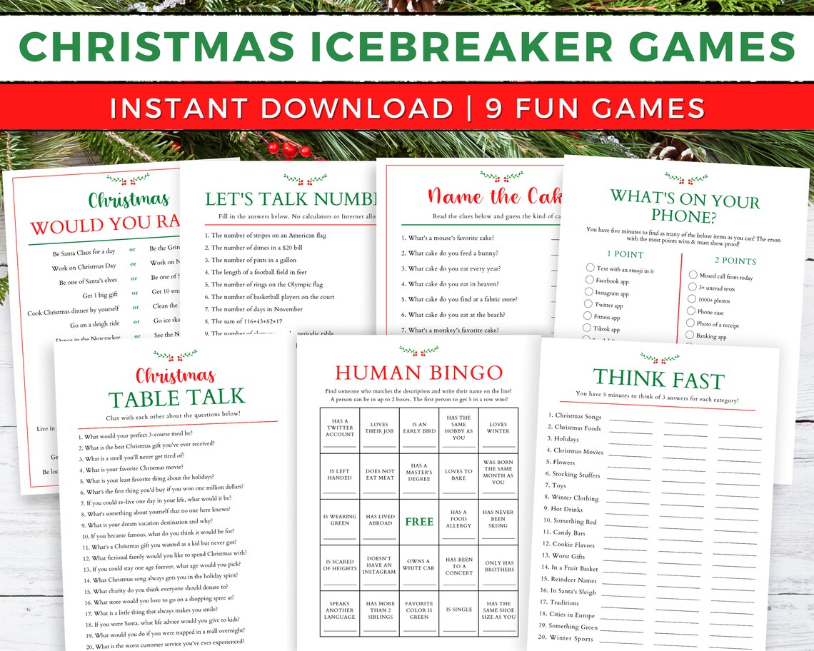 Christmas Icebreakers, Christmas Games for Adults, Holiday Party Games ...