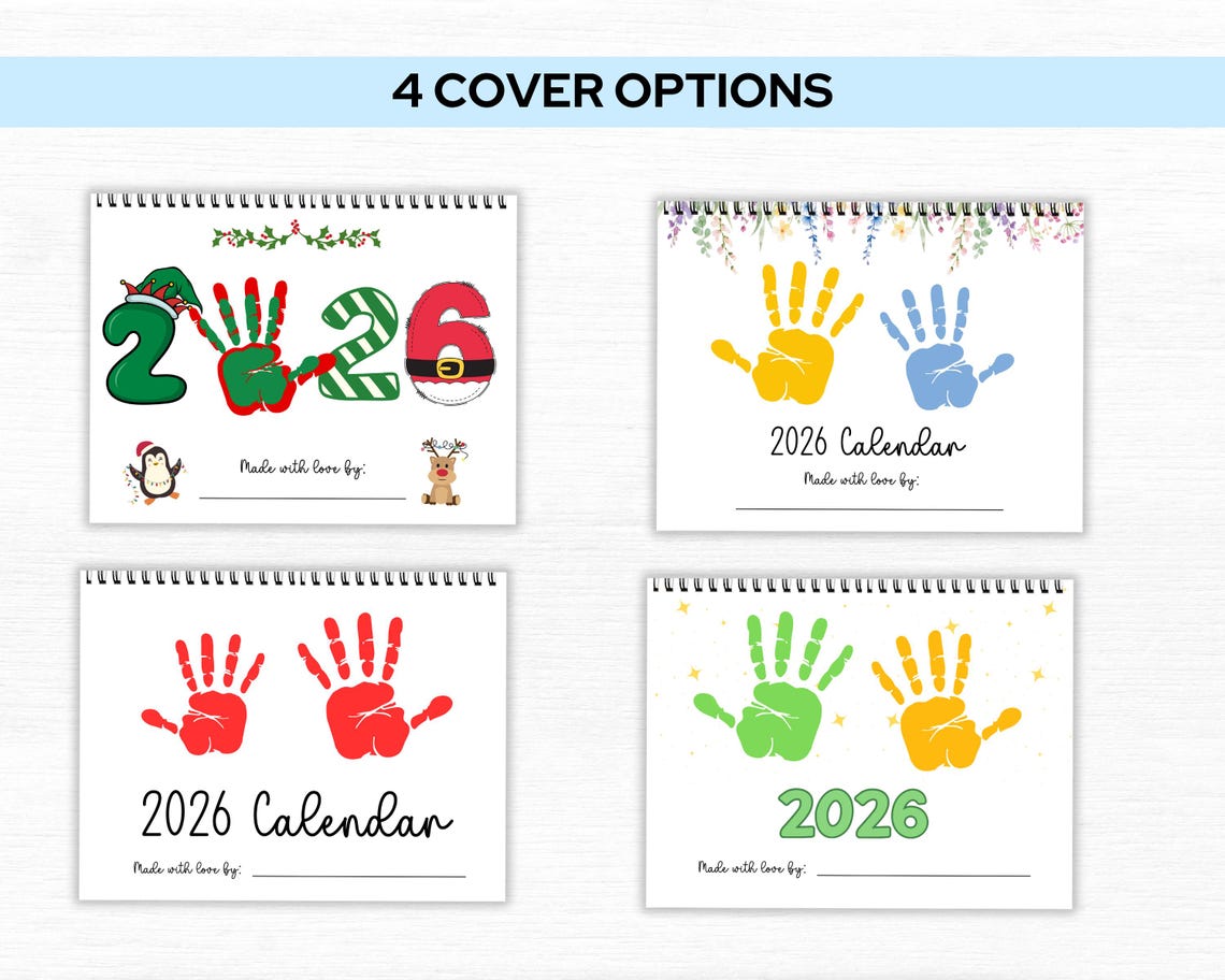 2026 Grandparents Handprint Calendar Craft, Grandma Grandpa Keepsake ...
