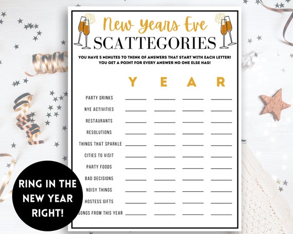 New Year's Eve Scattegories New Years Eve Scattegories | Etsy