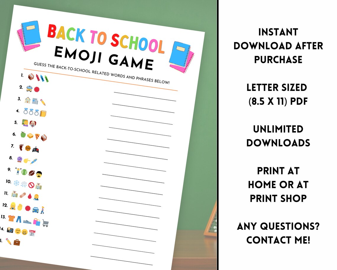 Back to School Game Printable Classroom Games Classroom - Etsy