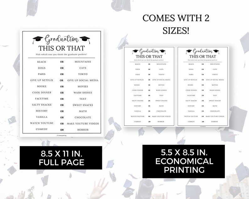 This or That Graduation Game Graduation Games Graduation - Etsy