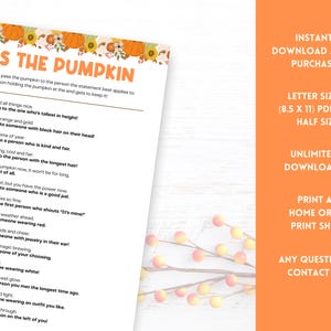 Pass the Pumpkin Game, Fall Game, Autumn Games Printable, Fall Time ...