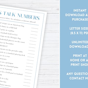 Let's Talk Numbers Game, Icebreaker Game, Adult Party Game, Party ...