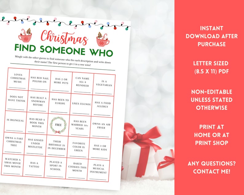 Christmas Find Someone Who, Christmas Icebreaker Game, Christmas Office ...
