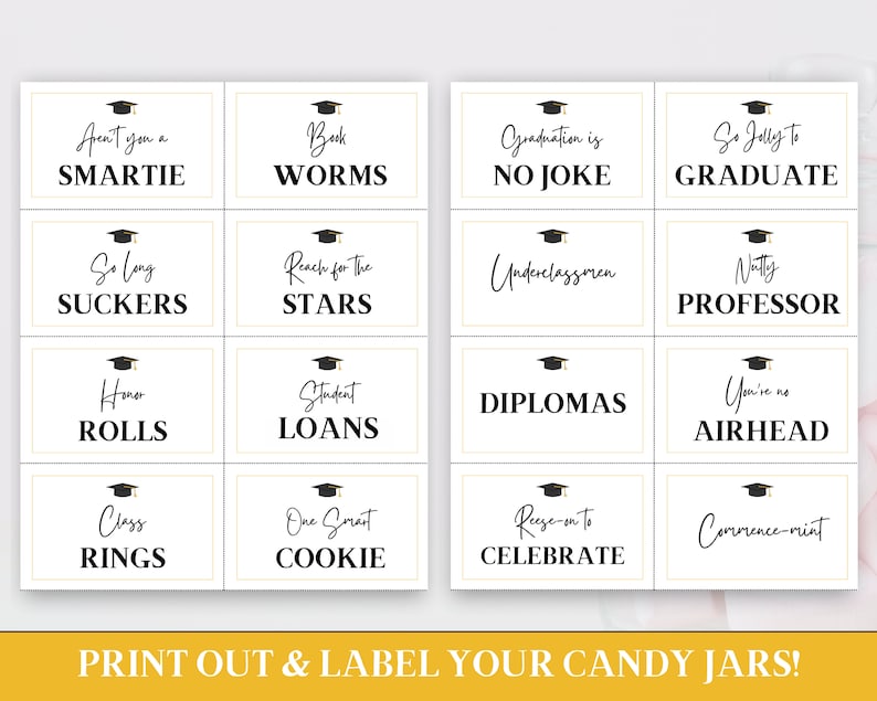 Graduation Candy Bar Signs Graduation Candy Buffet Labels - Etsy