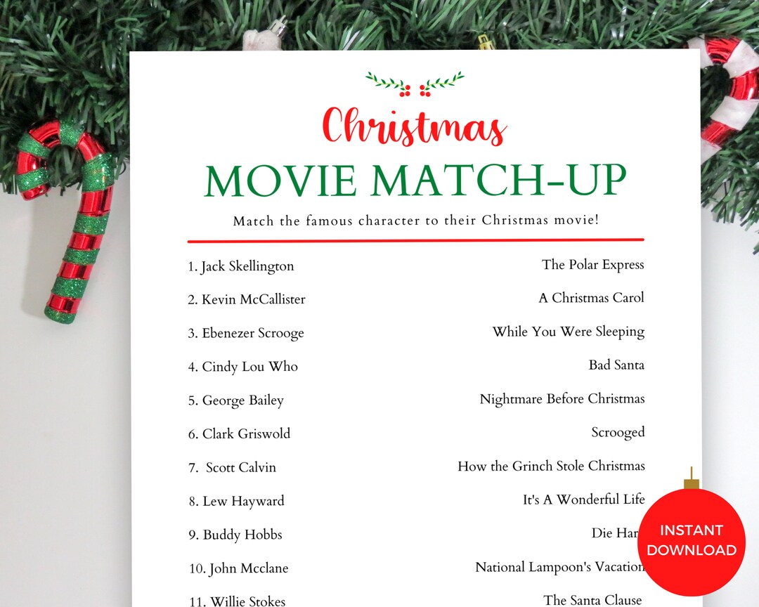 Christmas Movie Trivia, Printable Christmas Game, Christmas Party Game ...