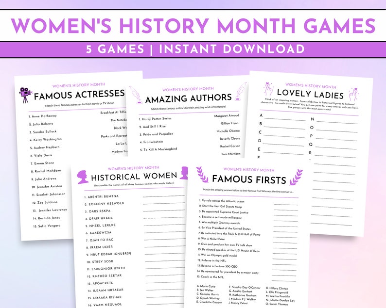 Women's History Month Games International Women's Day | Etsy