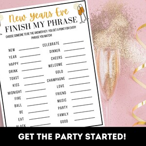 New Year's Eve Finish My Phrase, New Years Eve Party Games, New Years ...
