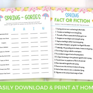 Spring Party Games Bundle, Spring Games, Springtime Activities for Kids ...