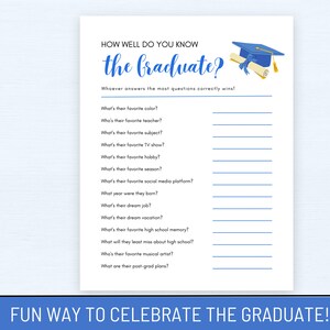 How Well Do You Know the Graduate Game, Graduation Party Game ...