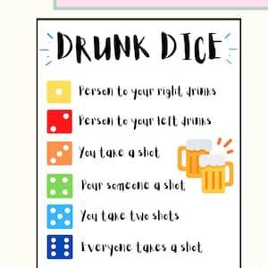 Drunk Dice & Drunk Rules Bundle Printable Party Games Virtual Drinking ...