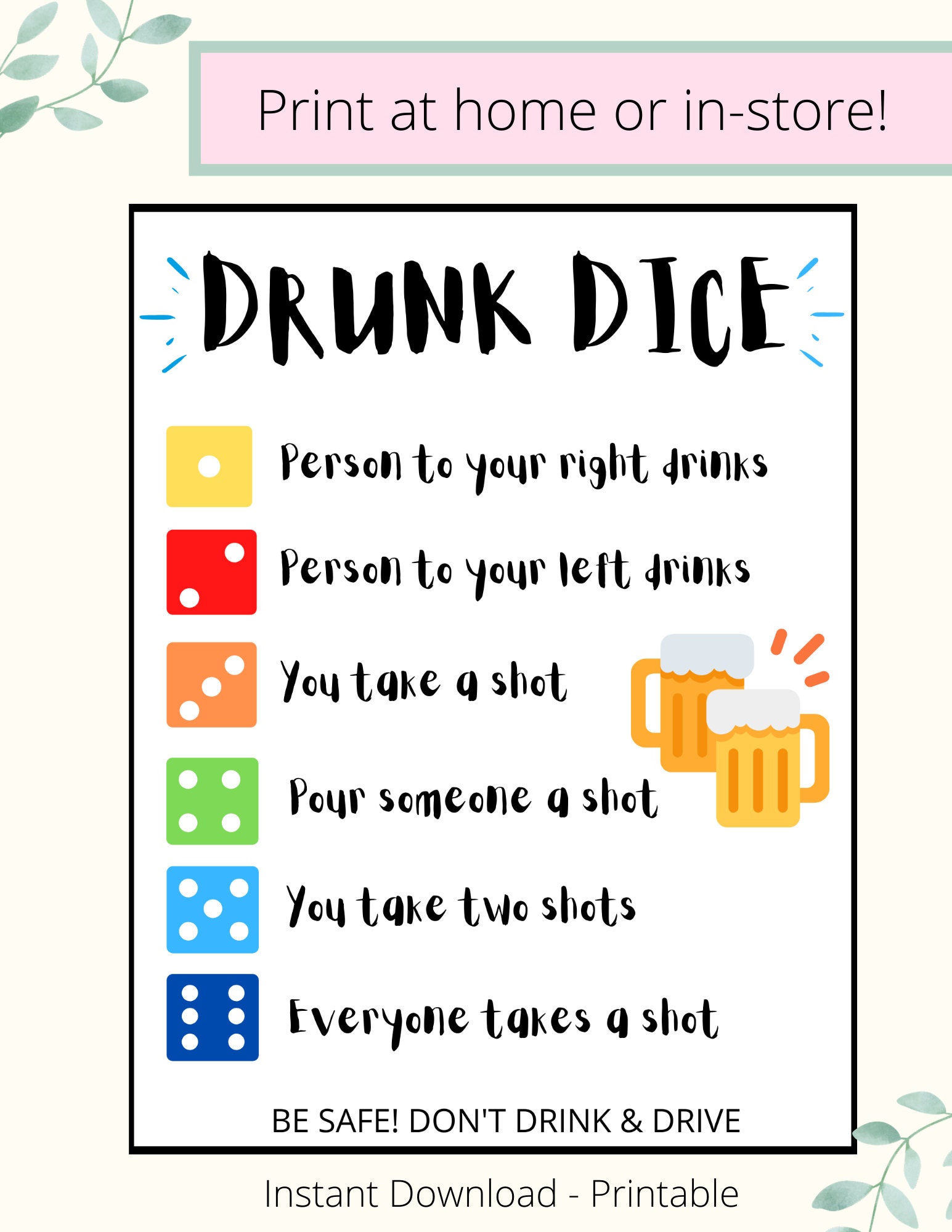 Drunk Dice & Drunk Rules Bundle Printable Party Games Virtual - Etsy Canada