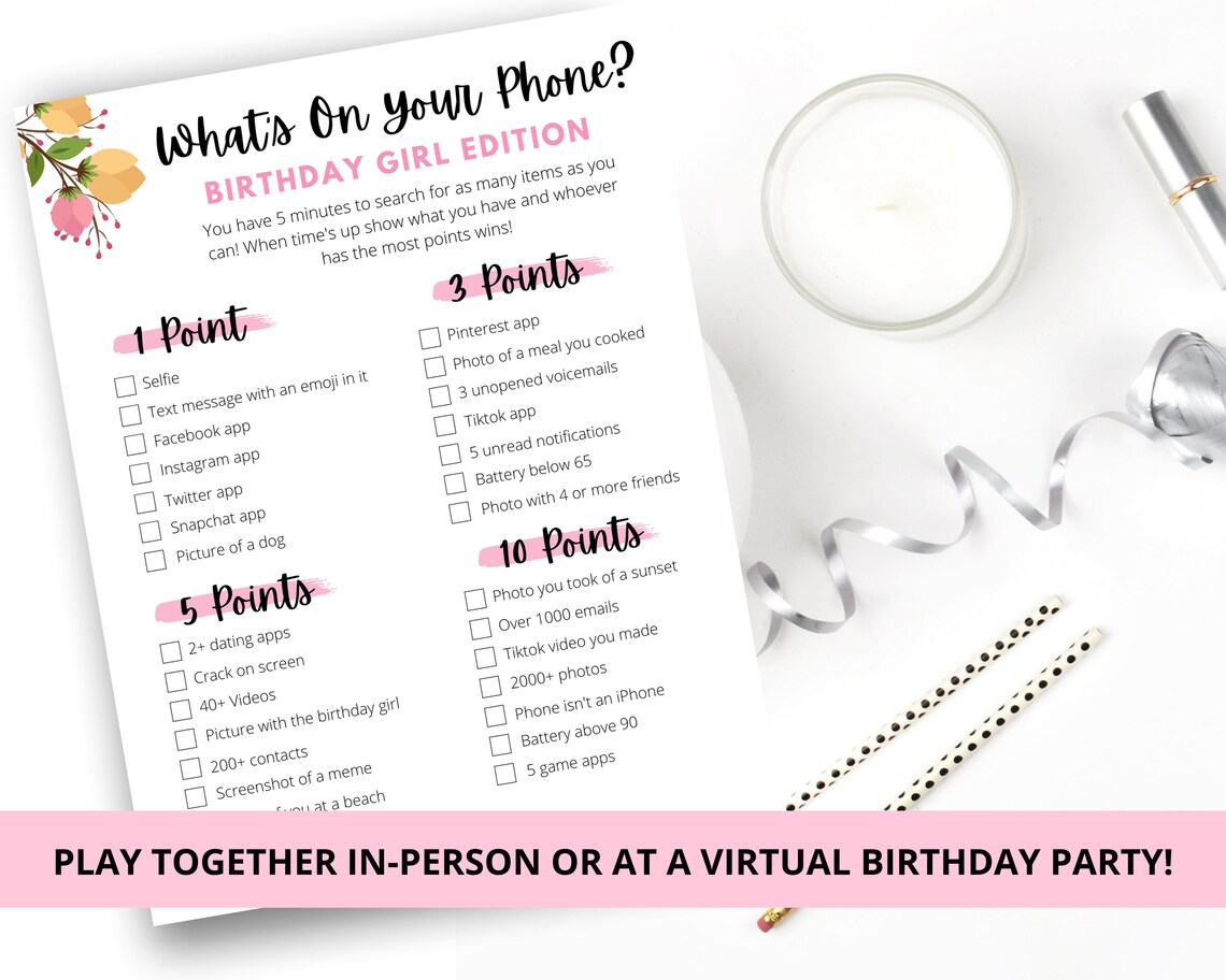 Adult Birthday Games What's on Your Phone Game Adult - Etsy