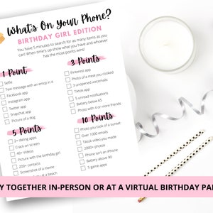 Adult Birthday Games, What's on Your Phone Game, Adult Birthday Party ...
