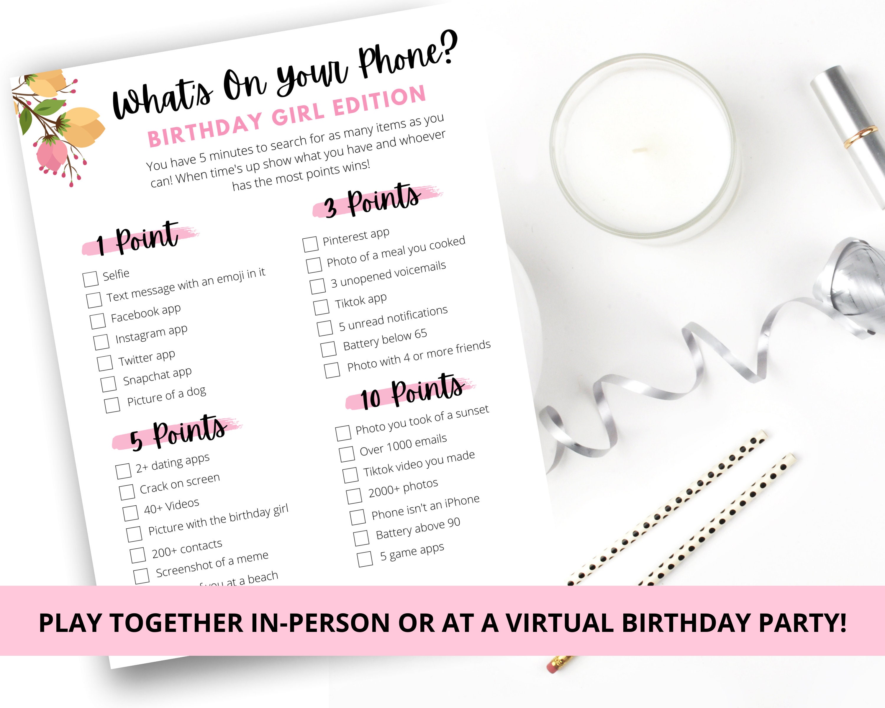 Adult Birthday Games What's on Your Phone Game Adult - Etsy