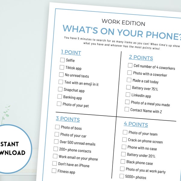 Work Game Printables - Etsy