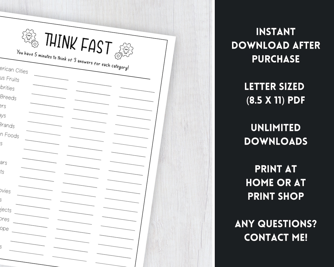 Trivia Game Printable, Quick Party Games, Adult Birthday Games ...