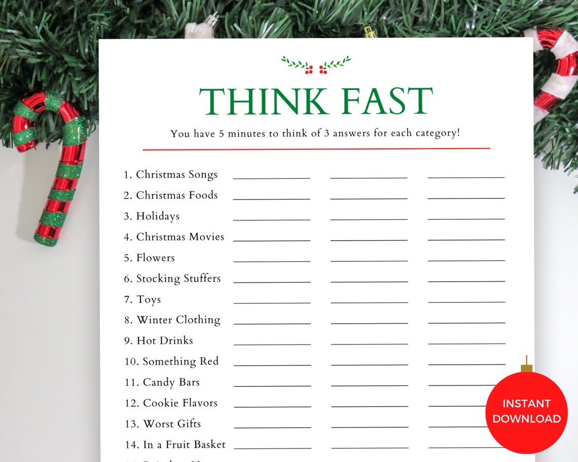Holiday Party Game Christmas Printable Game Party Starter - Etsy