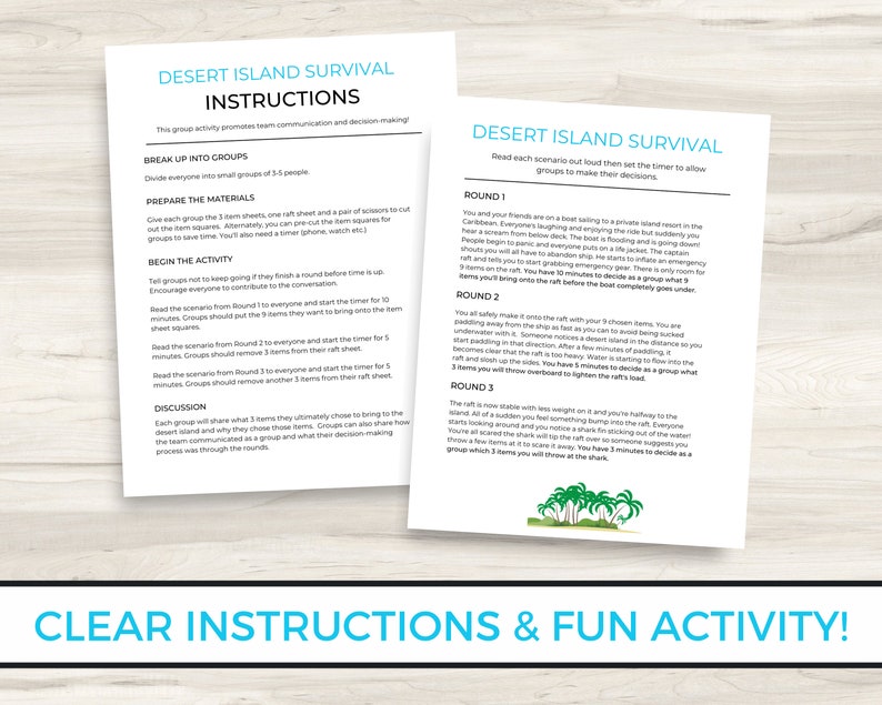 Desert Island Group Activity, Team Building Activities, Communication ...