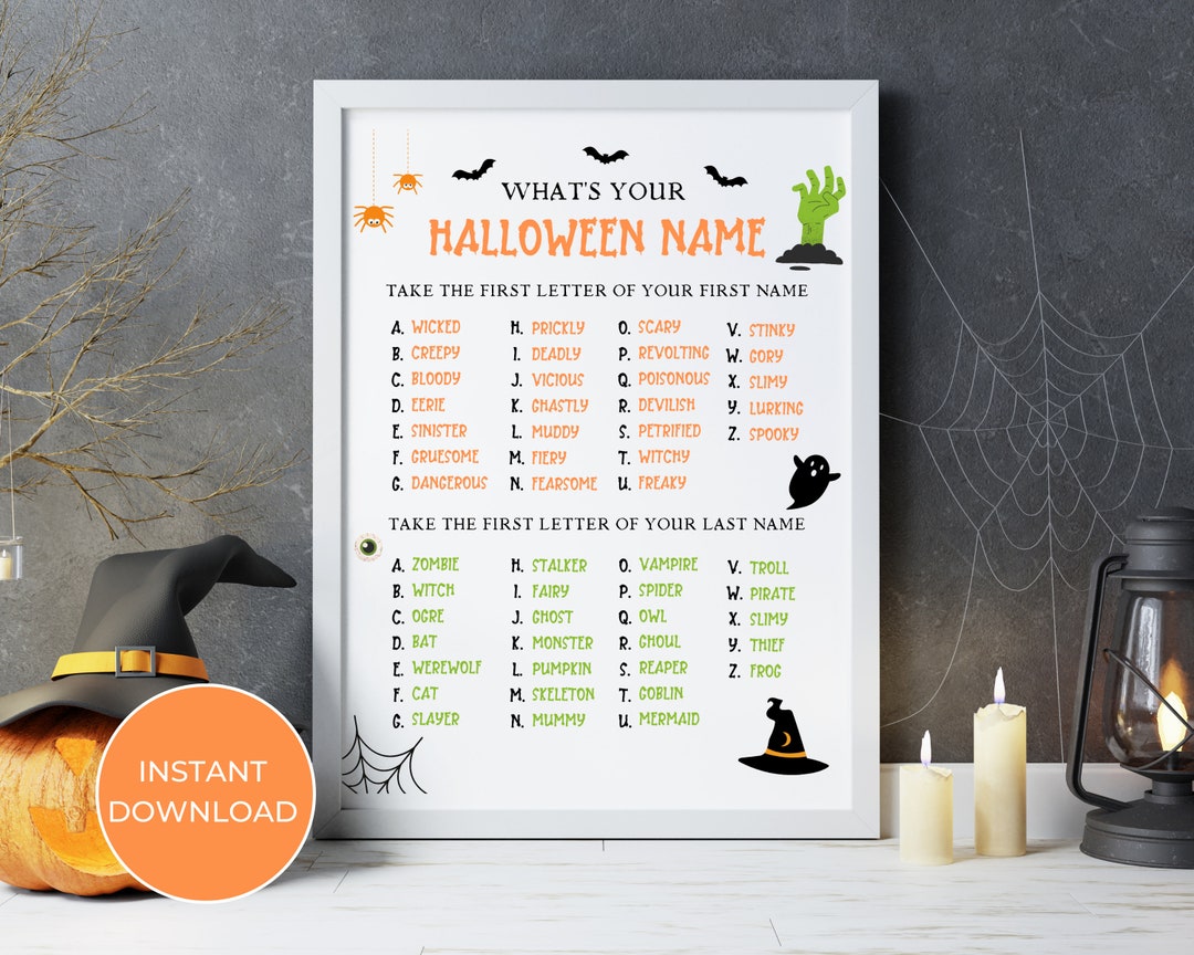 Halloween Party Game Printable, What's Your Halloween Name, Halloween ...