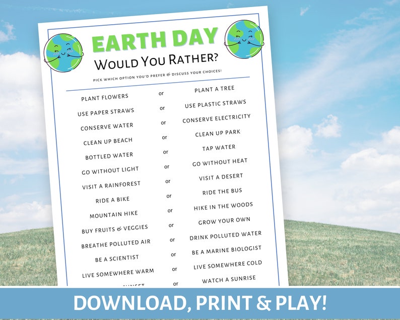 Earth Day Would You Rather Earth Day Games Earth Day - Etsy