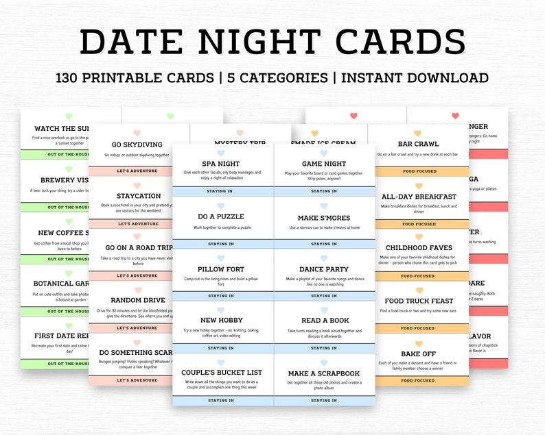 Printable Date Night Cards Date Night Coupons Date Night - Etsy