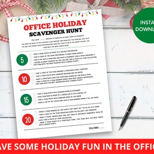 Office Holiday Scavenger Hunt, Workplace Christmas Scavenger Hunt, Office Christmas Party Game ...