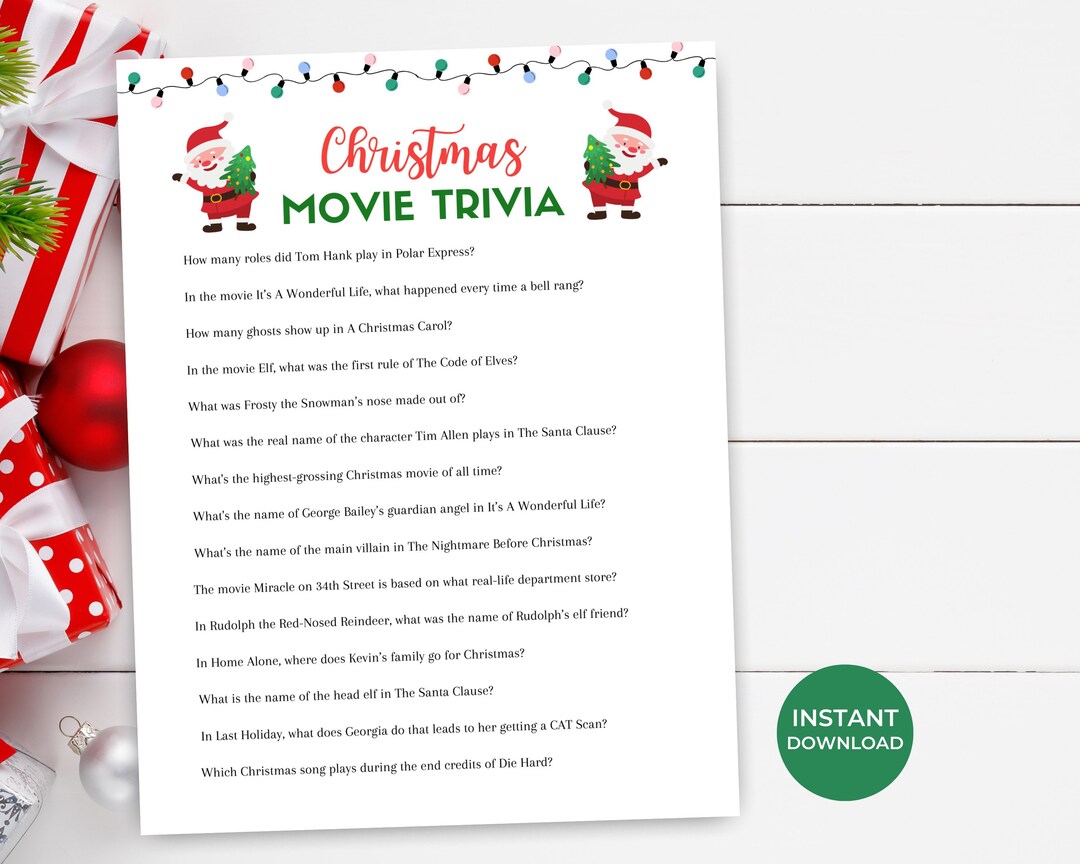 Christmas Movie Trivia, Fun Christmas Game, Adult Christmas Game ...