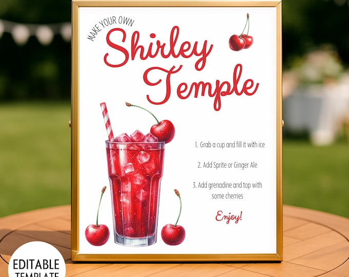 Shirley Temple Bar Sign, Shirley Temple Cherry Mocktail Signature Drink ...