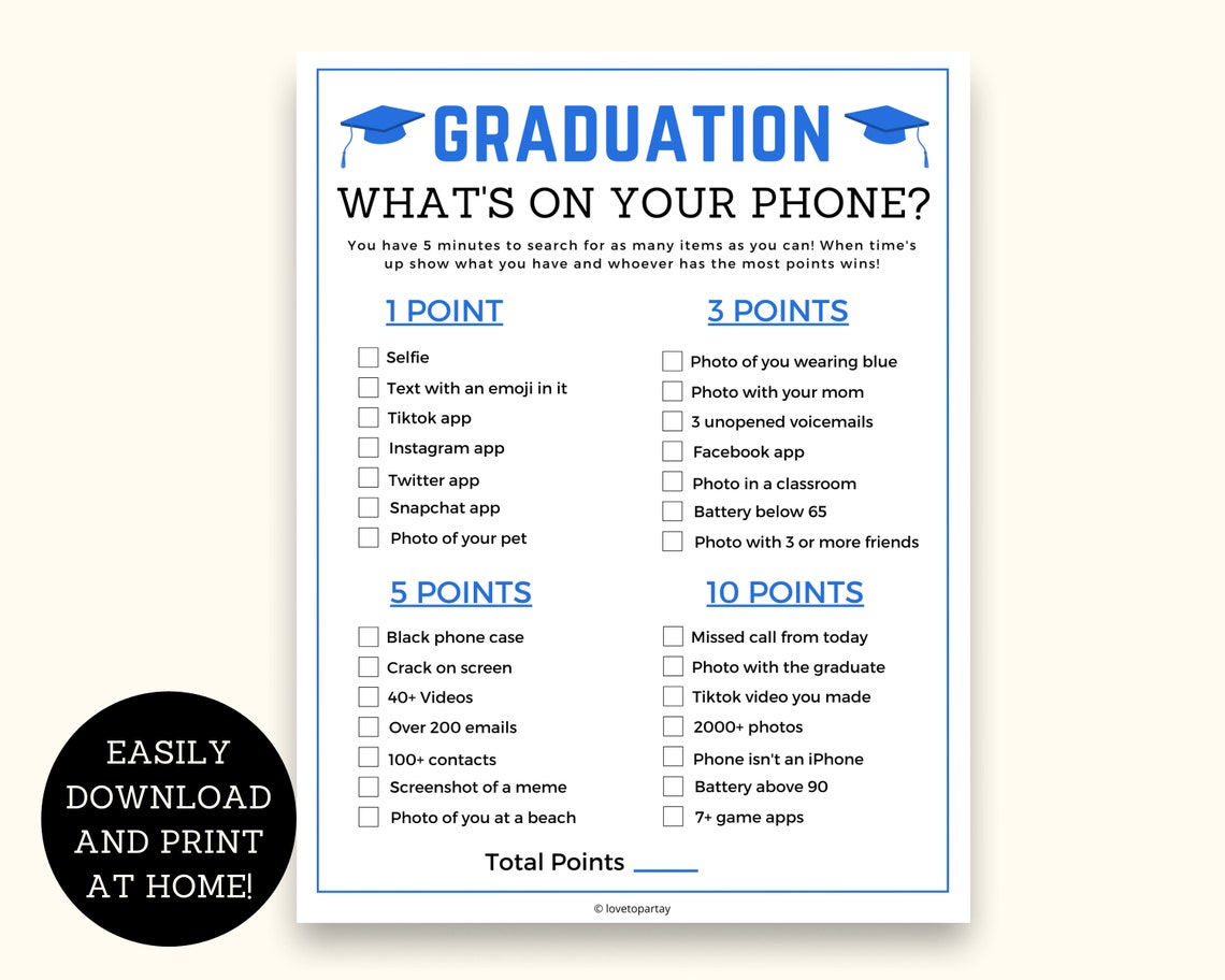 Graduation What's on Your Phone Printable Graduation - Etsy
