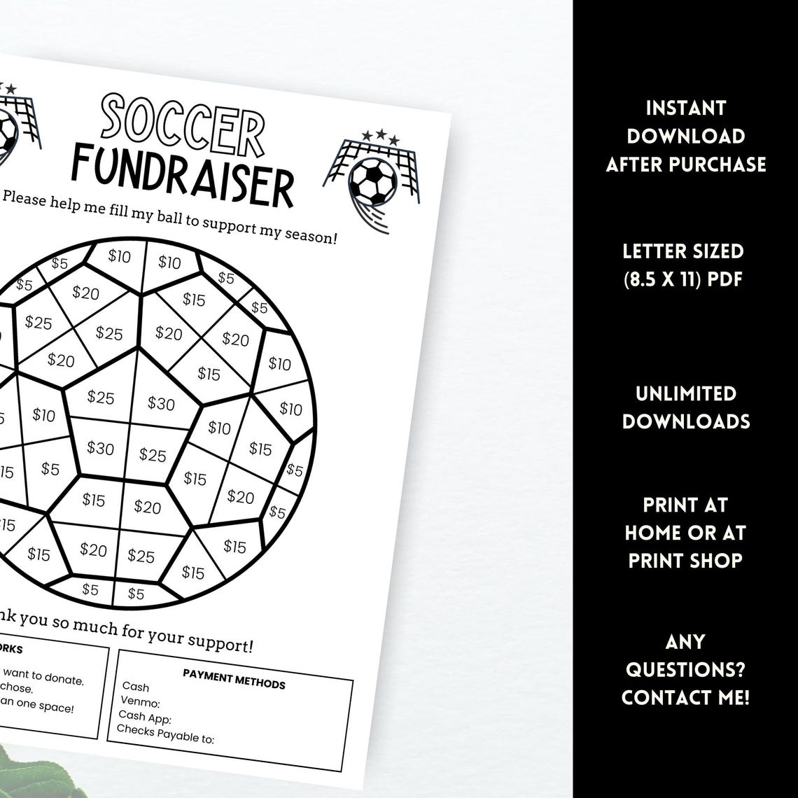 Soccer Fundraiser Flyer Template, Color My Soccer Ball Fundraiser ...