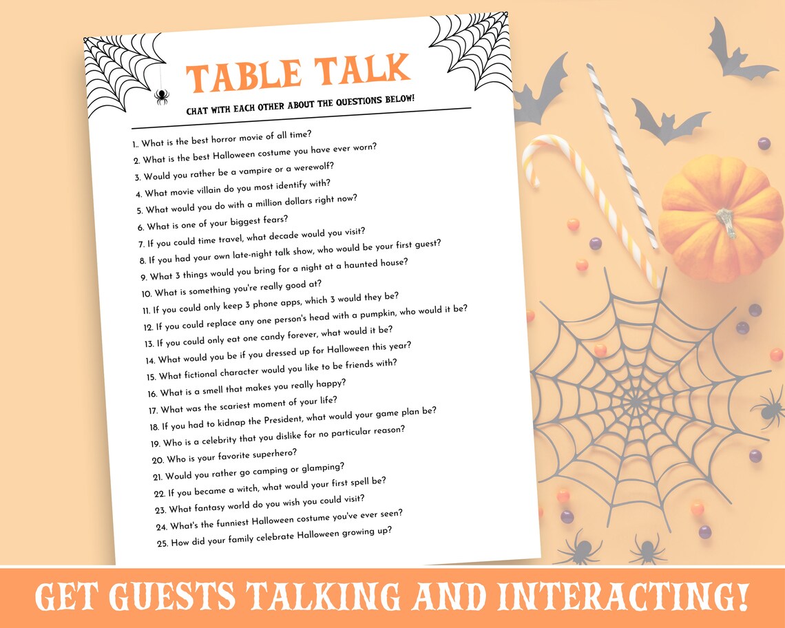 Halloween Icebreaker Questions Halloween Conversation - Etsy
