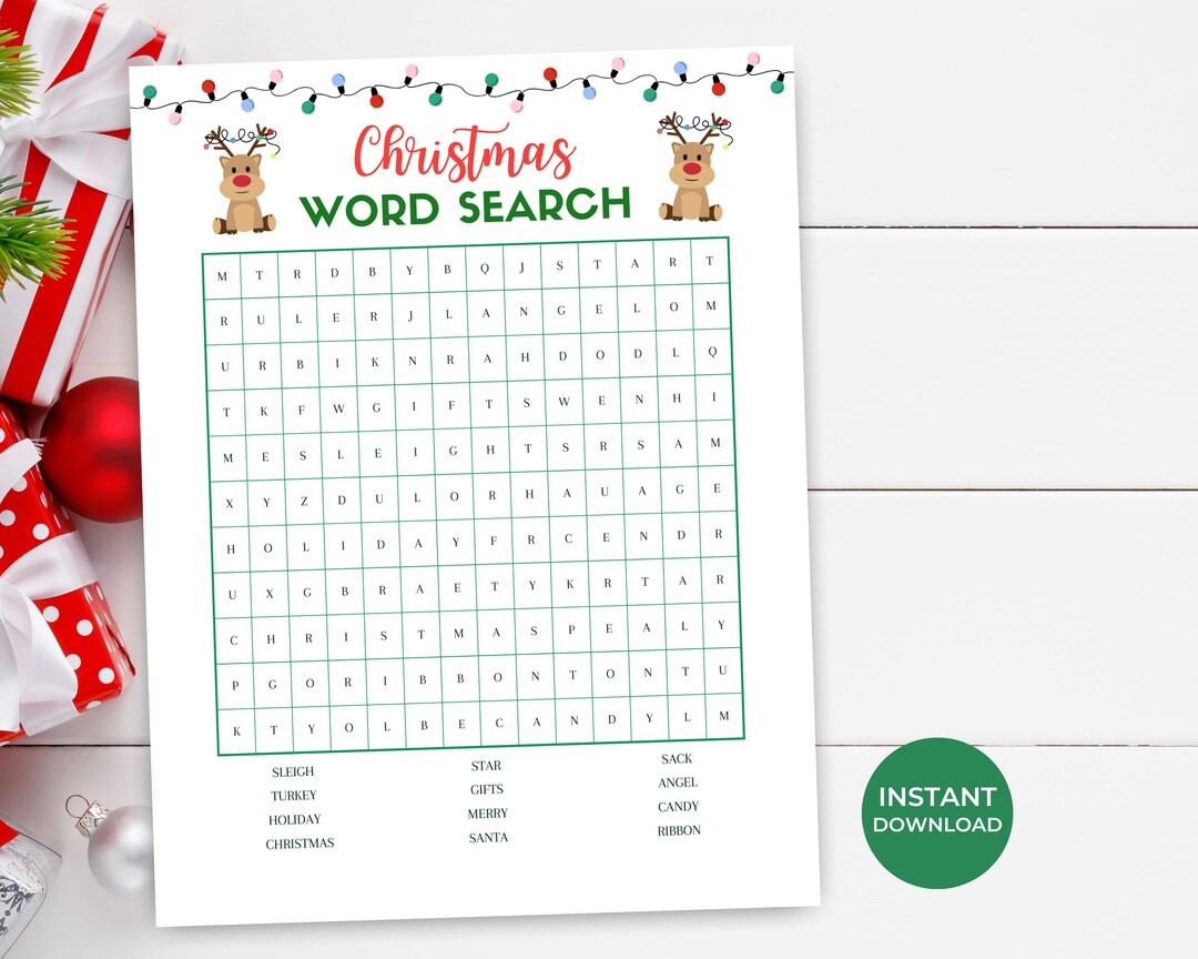 Christmas Word Search, Family Christmas Game, Printable Christmas Game ...