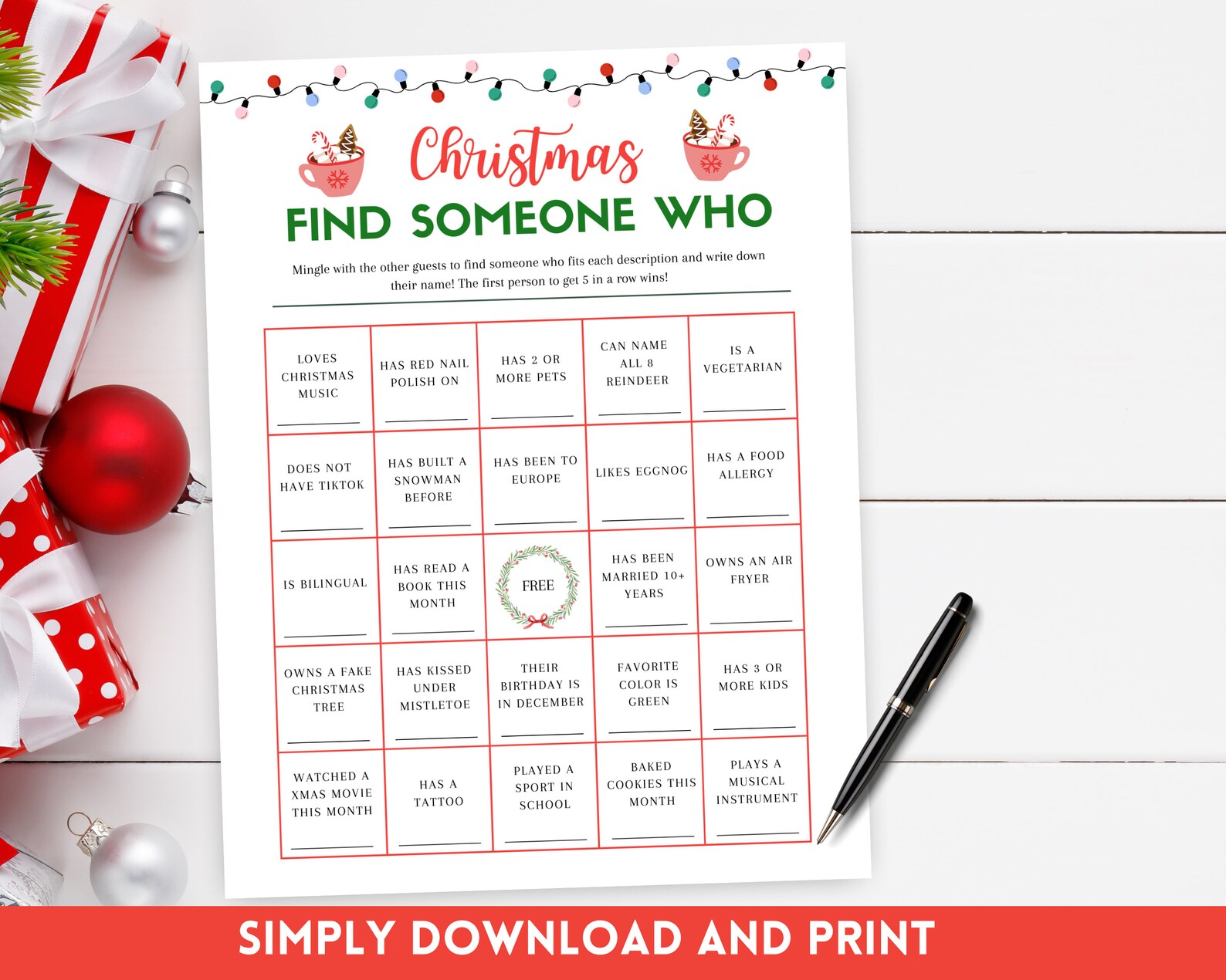 Christmas Find Someone Who, Christmas Icebreaker Game, Christmas Office ...