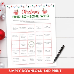 Christmas Find Someone Who, Christmas Icebreaker Game, Christmas Office ...