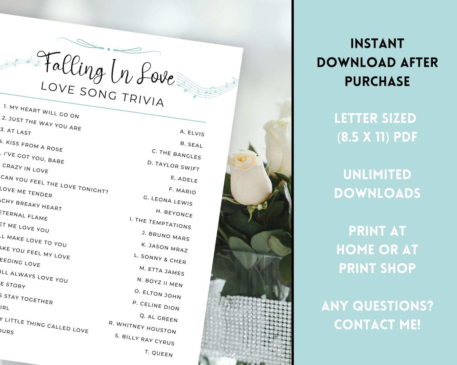 Love Song Quiz Love Song Trivia Minimalist Wedding Shower - Etsy