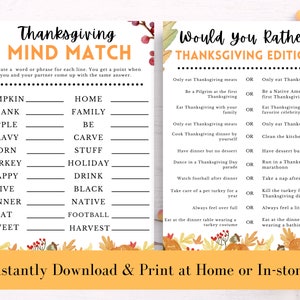 Thanksgiving Games, Thanksgiving Party Games, Thanksgiving Game Bundle ...
