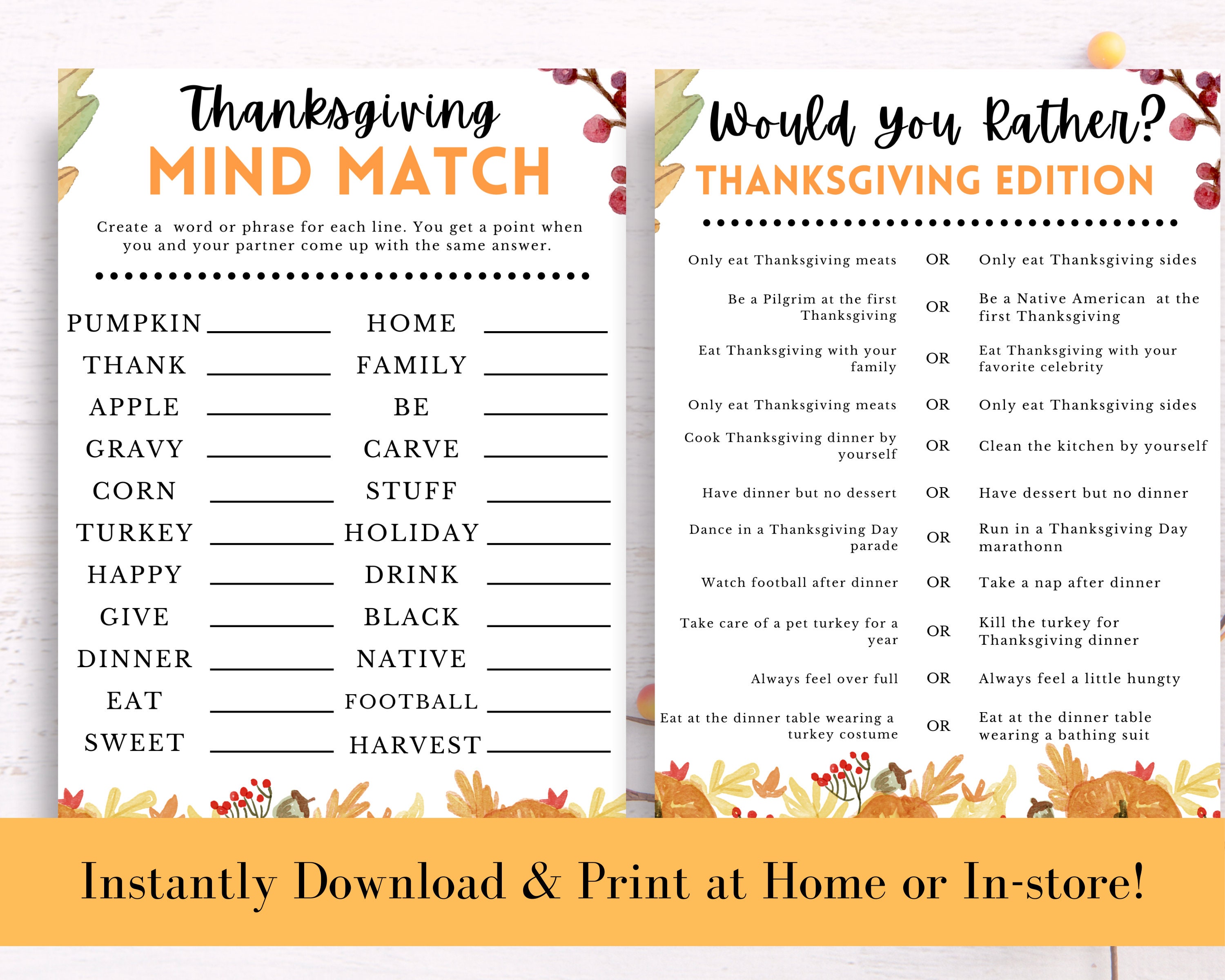 Thanksgiving Games, Thanksgiving Party Games, Thanksgiving Game Bundle ...