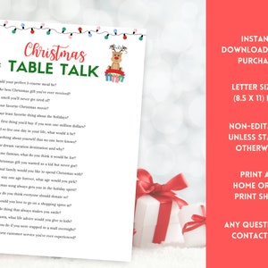 Christmas Table Talk, Christmas Icebreaker Game, Party Starter ...