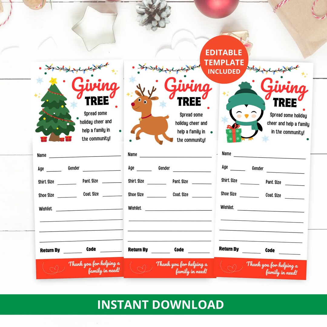 Giving Tree Tags Editable, Angel Tree Tags, Christmas Giving Tree. Toy ...