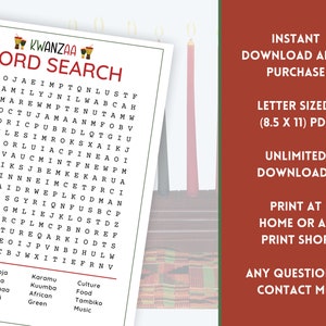 Kwanzaa Activity, Kwanzaa Game, Kwanzaa Word Search, Printable Kwanzaa ...
