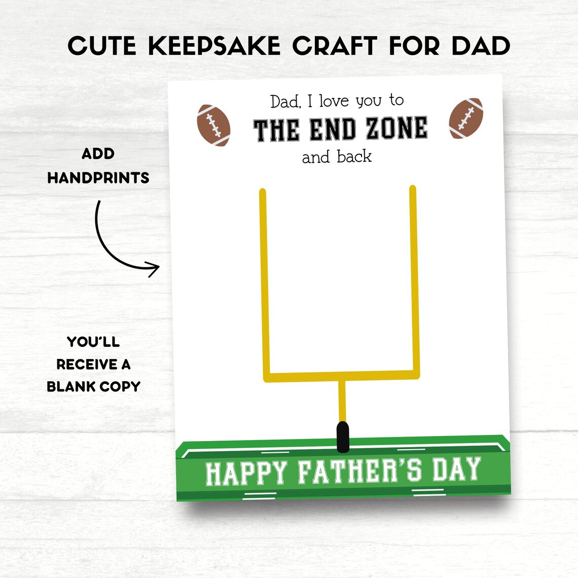 Father's Day Handprint Craft, Football Father's Day Keepsake Craft ...