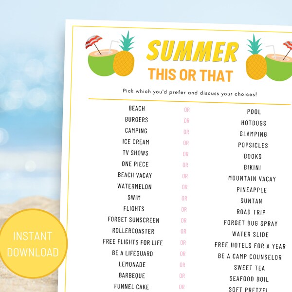 This or That Summer Edition - Etsy