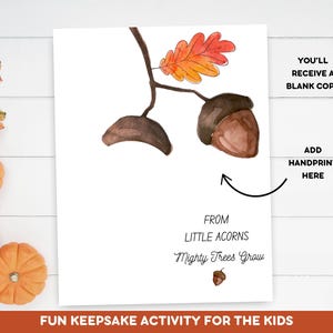 Acorn Handprint Craft, Fall Keepsake Art Craft, Thanksgiving Handprint ...