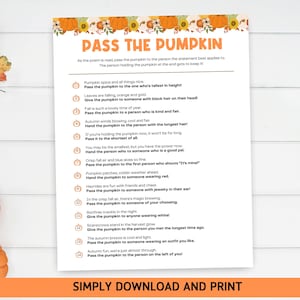 Pass the Pumpkin Game, Fall Game, Autumn Games Printable, Fall Time ...