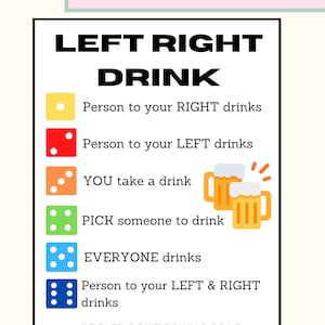 Left Right Drink Party Game Drunk Dice Game Drinking Games - Etsy