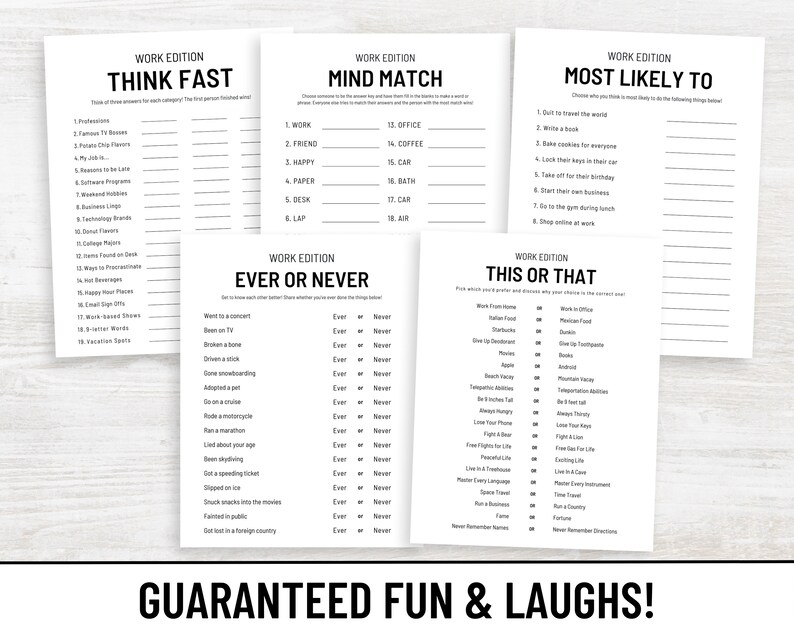 Office Games Bundle Editable, Office Party Games Printable, Work Party ...