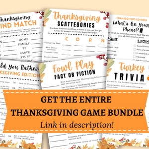 Thanksgiving Trivia Game, Fowl Play Trivia, Thanksgiving Printable ...
