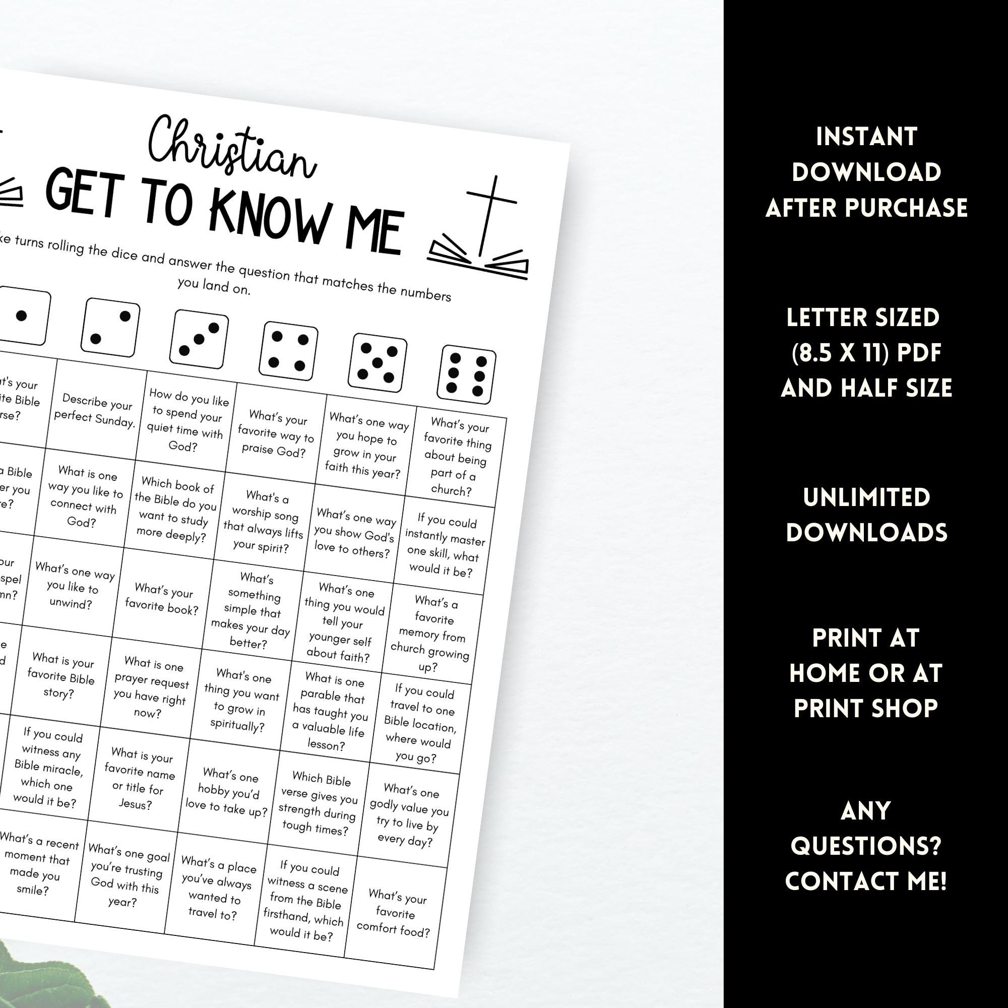 Christian Get to Know Me Game, Church Icebreaker Game, Fellowship Game ...